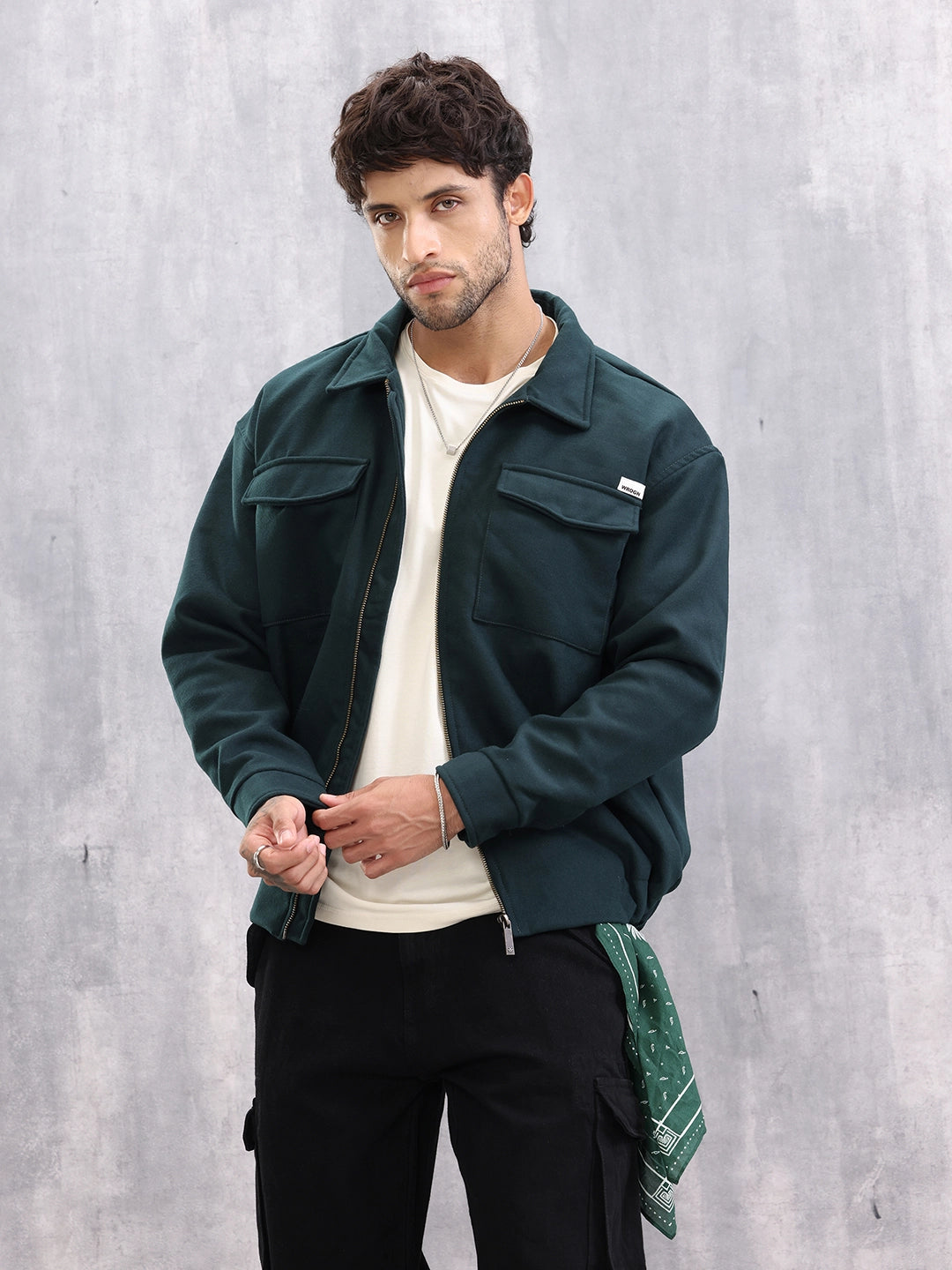 Effortless Layering Utility Oversized Fit Jacket | Dark Green – Wrogn