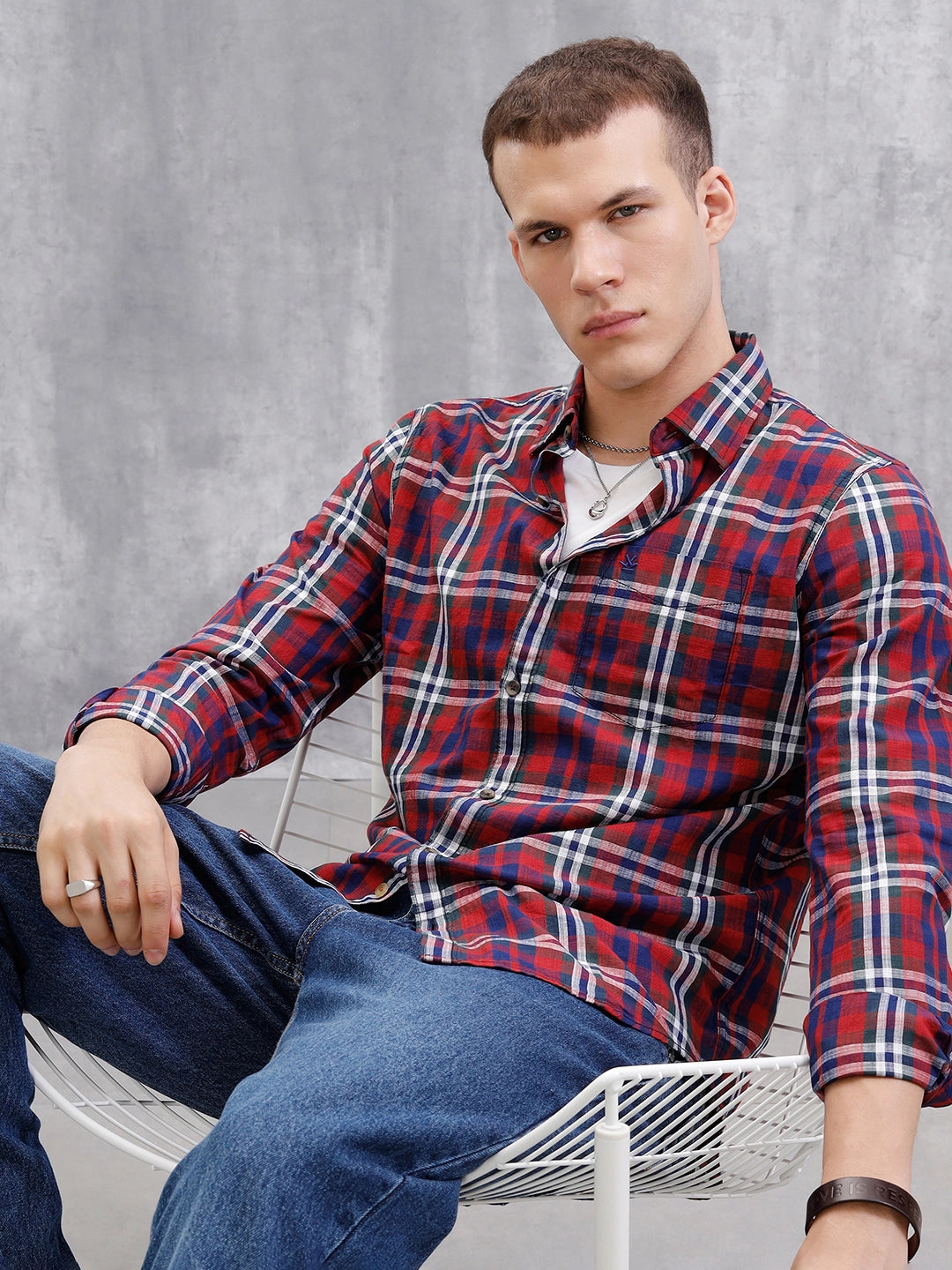 Pure Cotton Checkered Shirt | Red – Wrogn