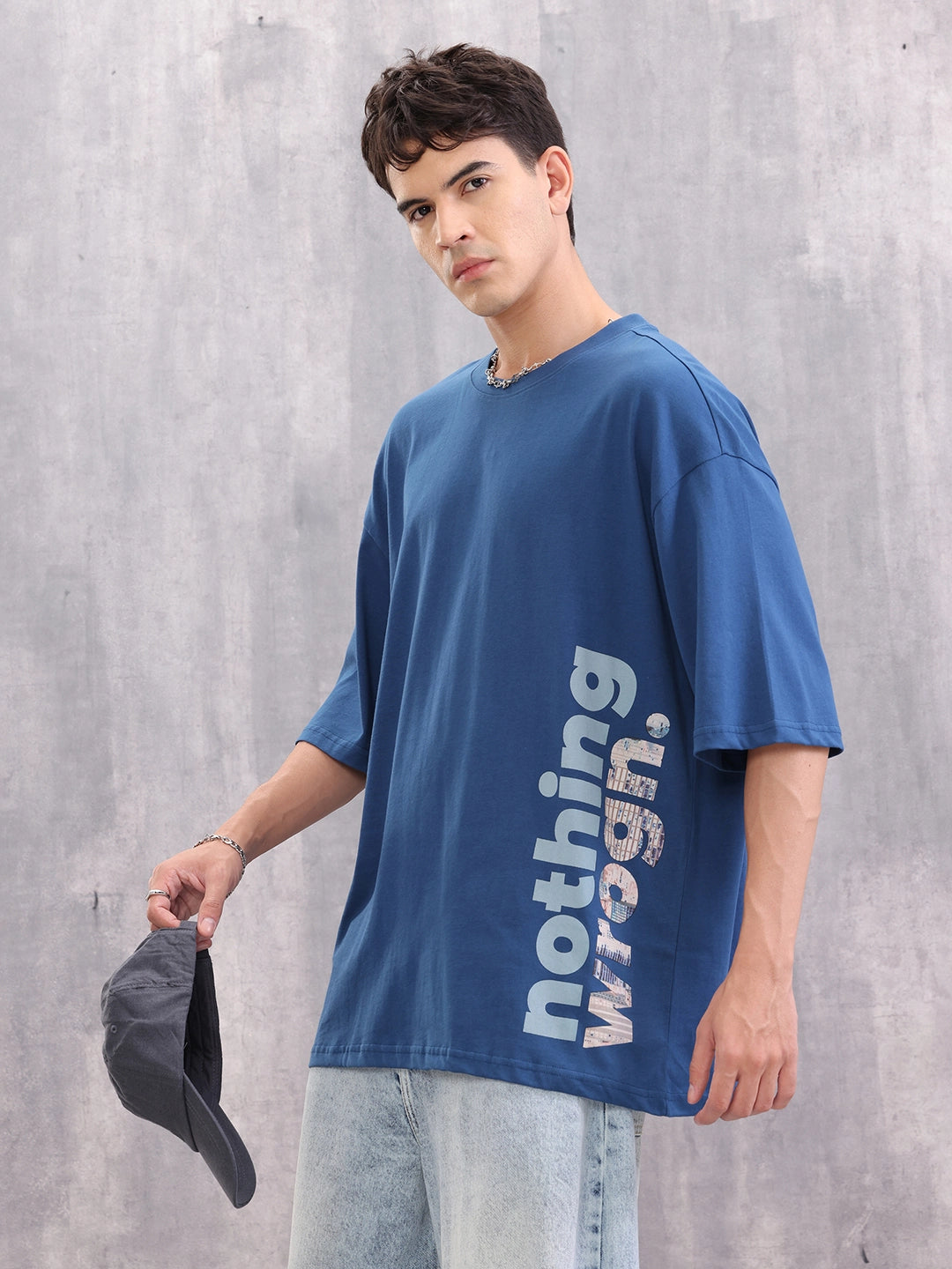 100% Cotton Oversized Graphic Tee I Blue – Wrogn