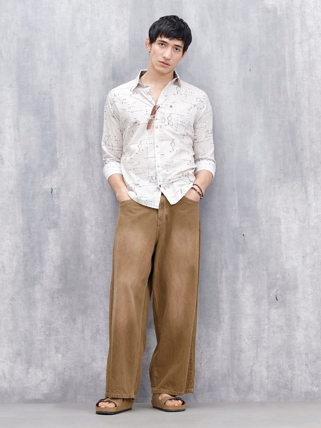 Abstract Aop Slim Fit Men's Casual Shirt | Off White – Wrogn