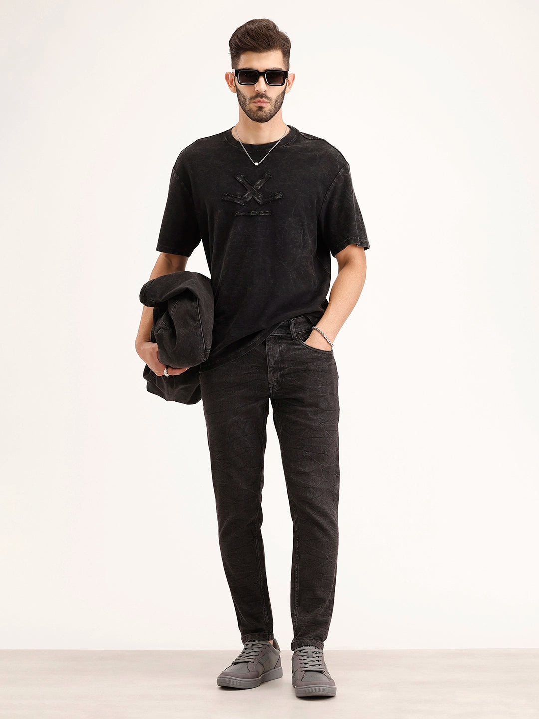 Washed Skinny Crop Denim Jeans | Grey – Wrogn