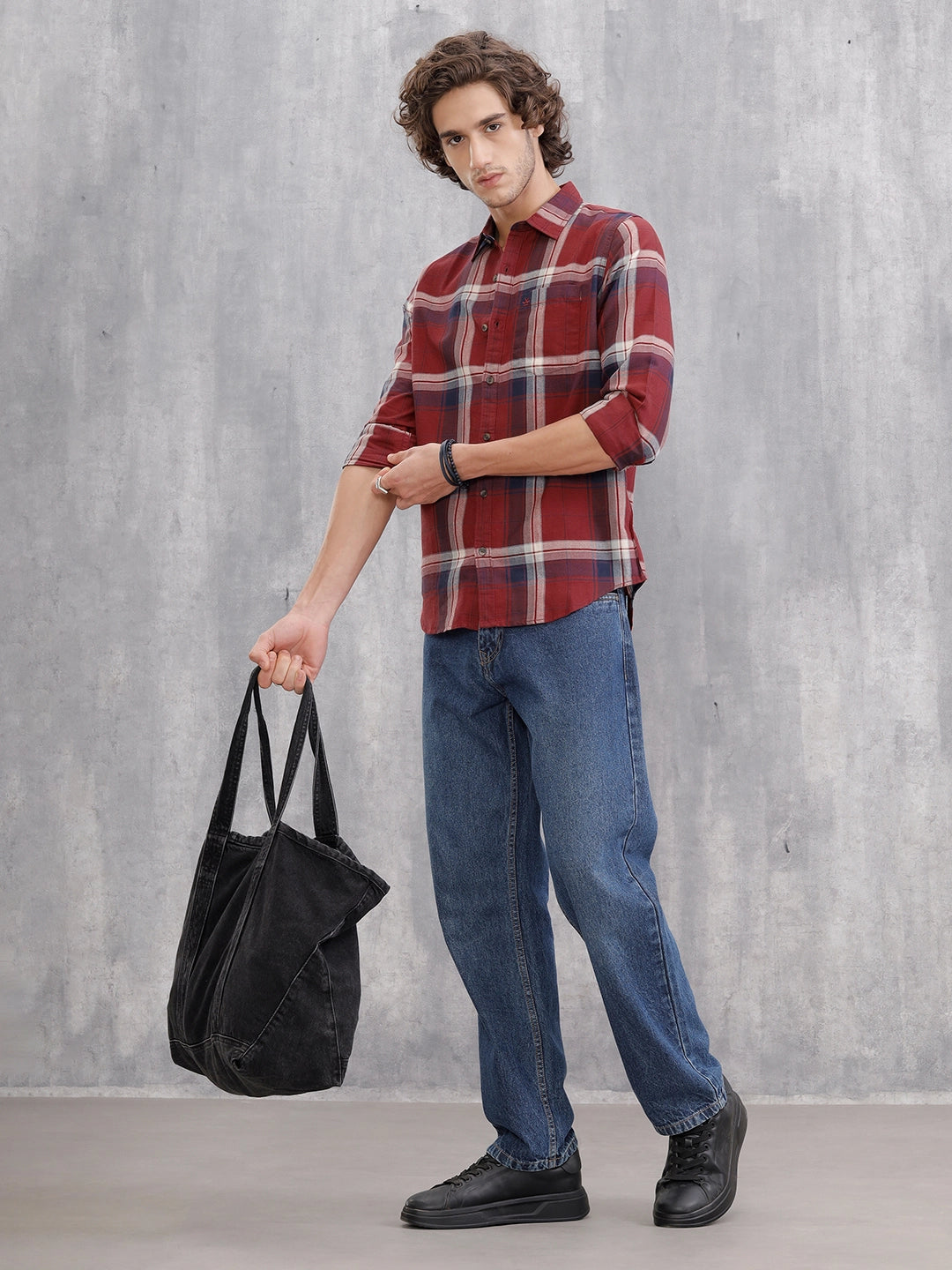 Retro Checkered Pattern Regular Fit Shirt | Red – Wrogn