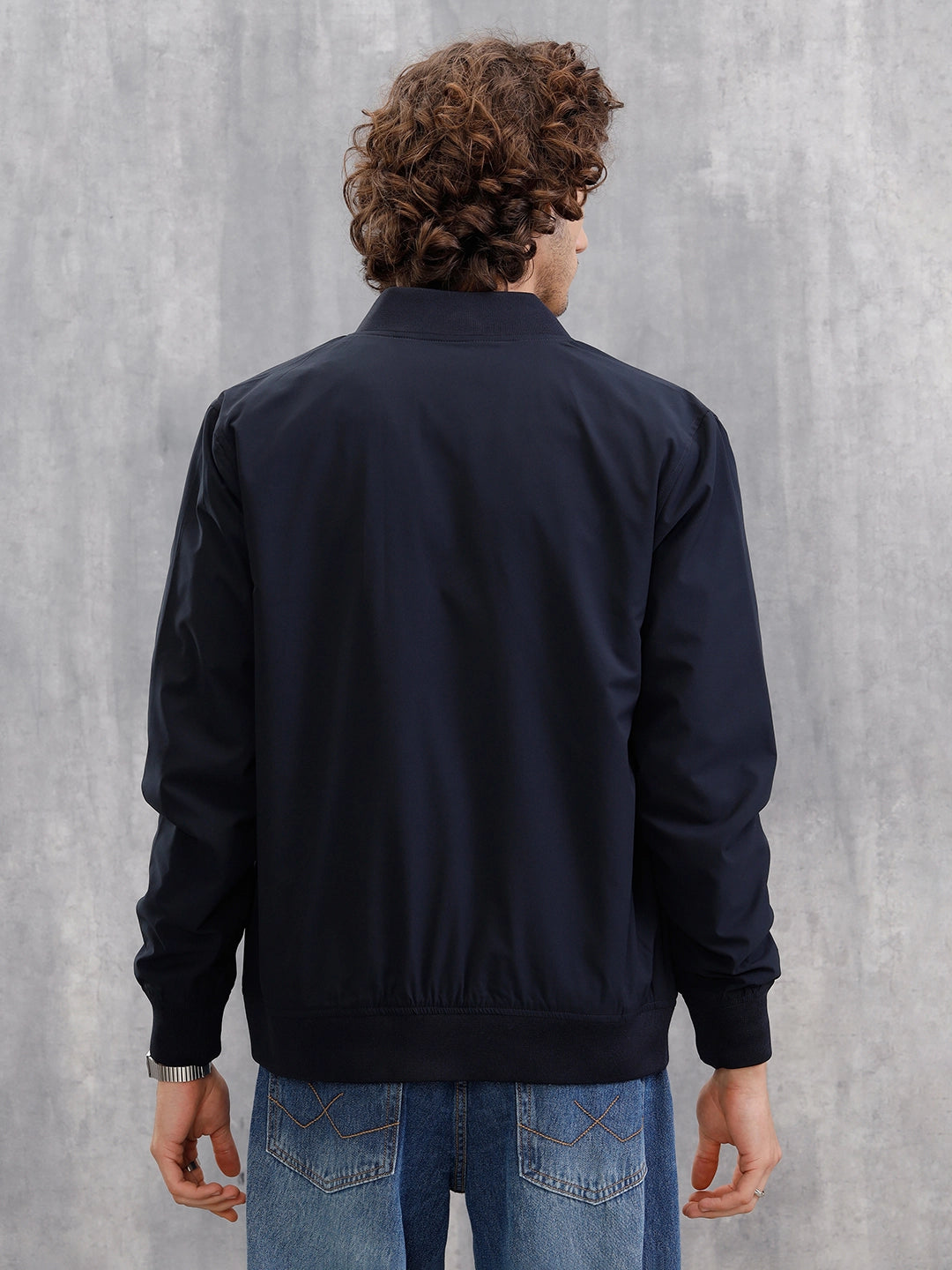 Lightweight Shell Slim Fit Bomber Jacket | Navy Blue – Wrogn