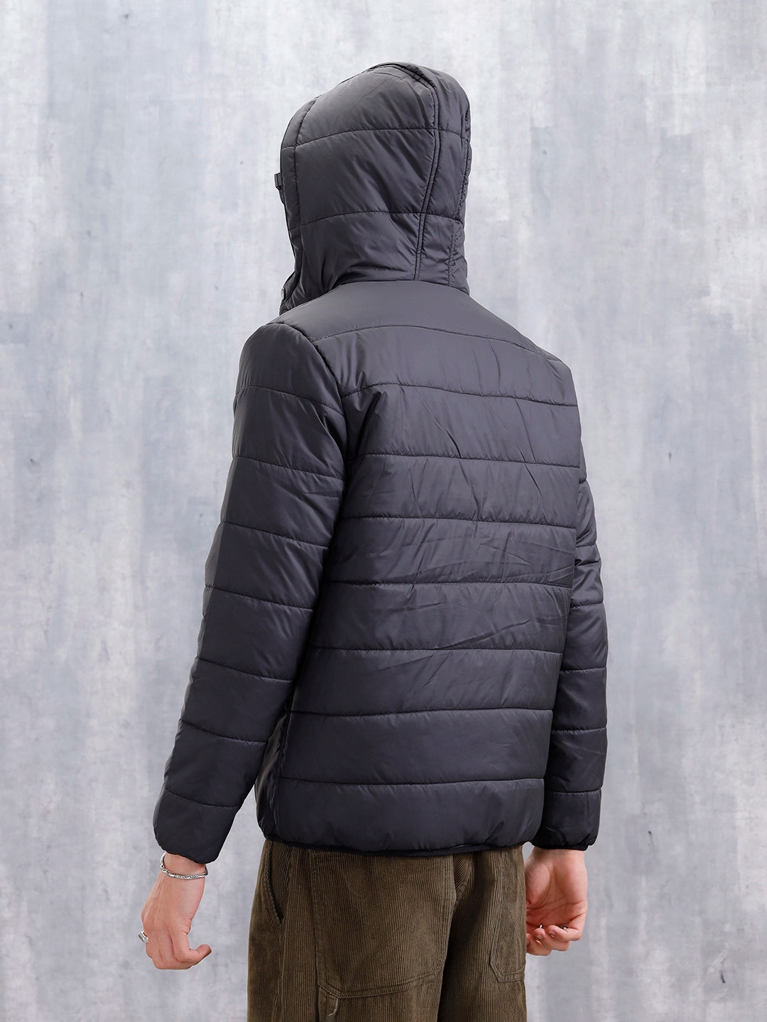 Men's Casual Regular Fit Hooded Puffer Jacker | Black – Wrogn
