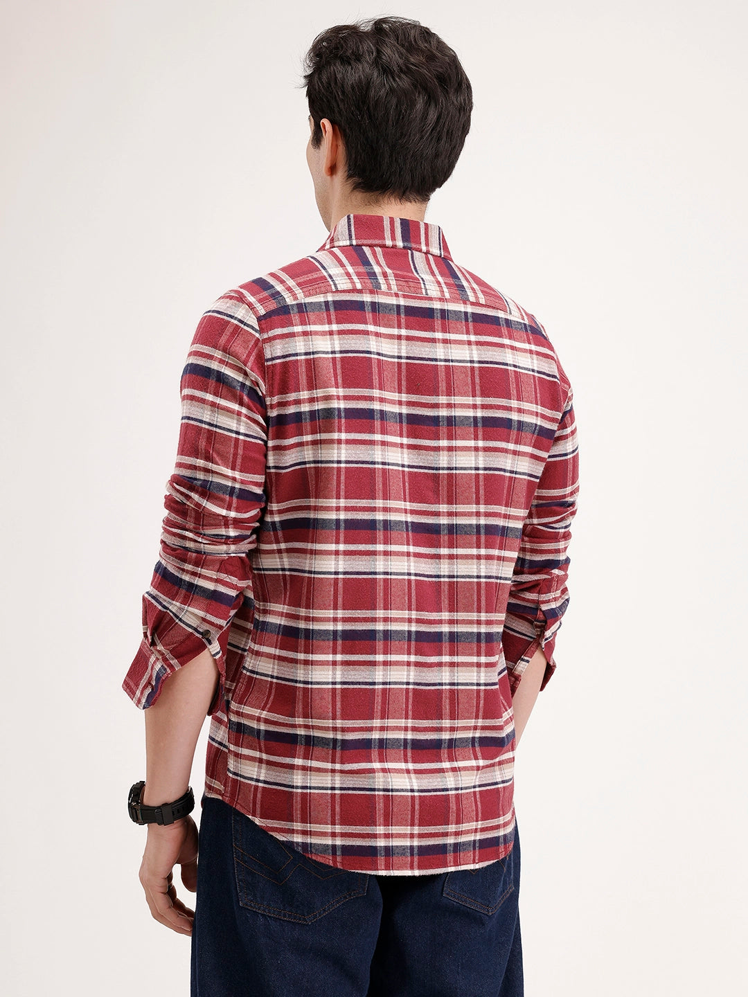 Slim Fit Checkered Shirt | Maroon – Wrogn