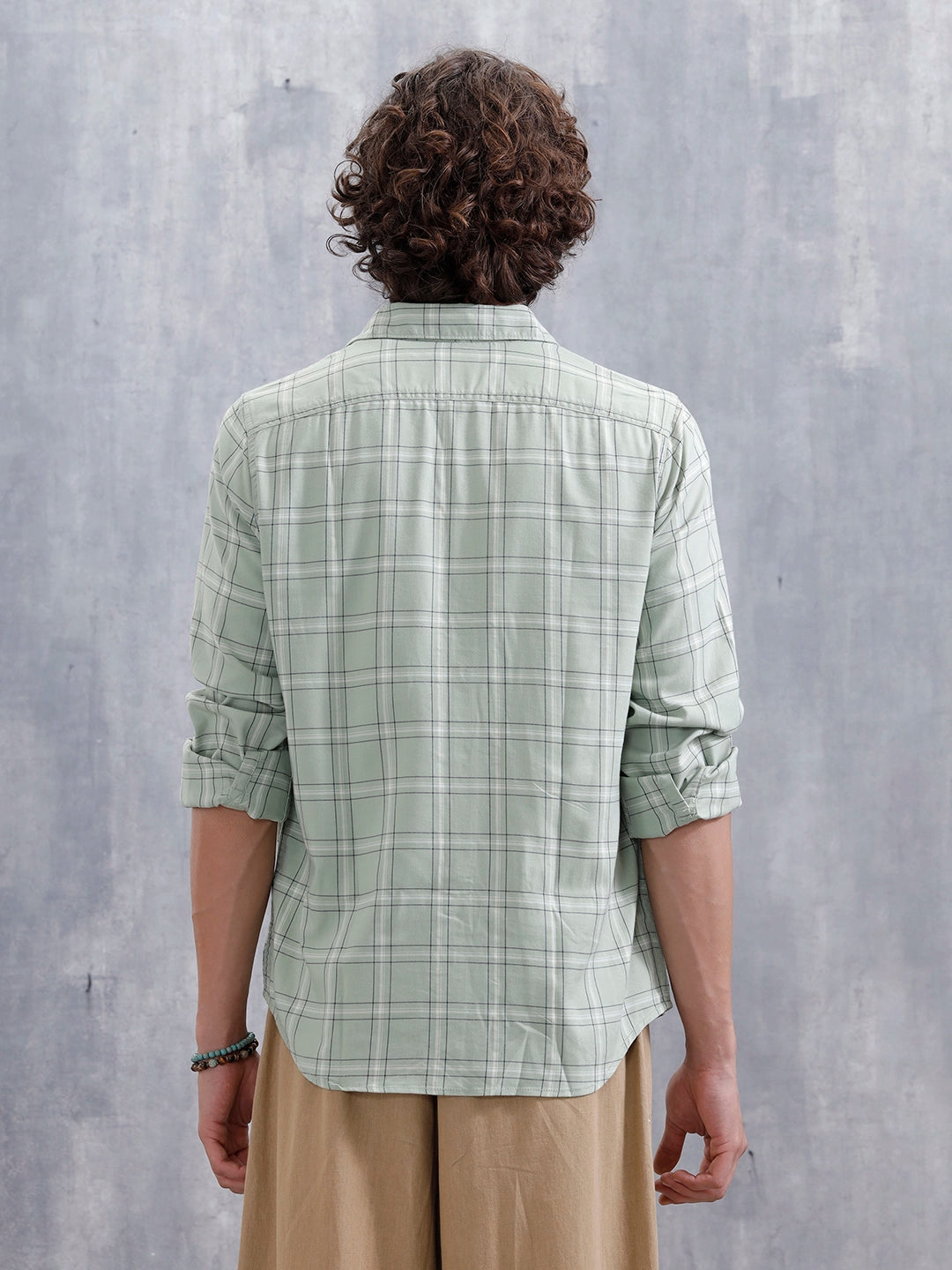 Men’S Regular Fit Checkered Pattern Shirt| Green | WTSH0474M – Wrogn