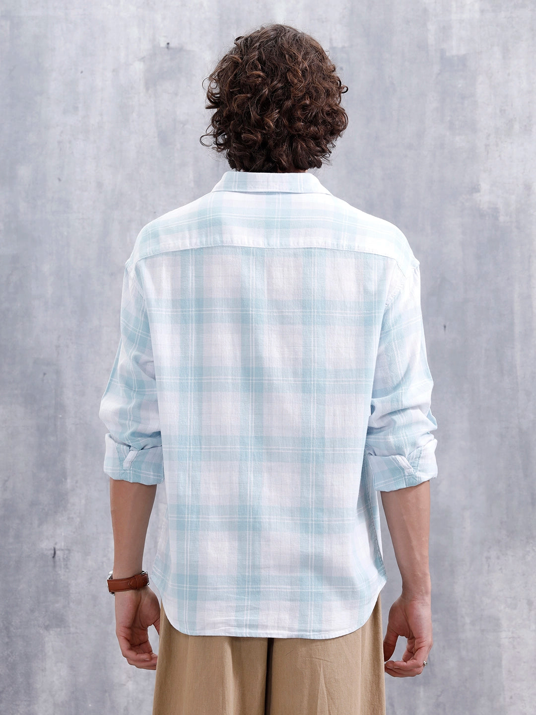 Men’S Boxy Fit Checkered Pattern Shirt | White – Wrogn