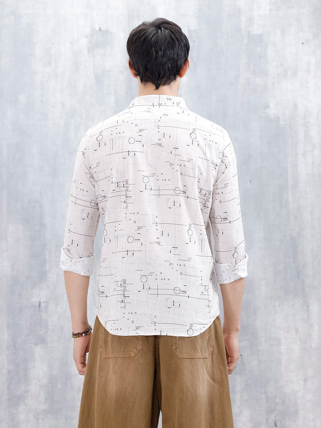 Abstract Aop Slim Fit Men's Casual Shirt | Off White – Wrogn