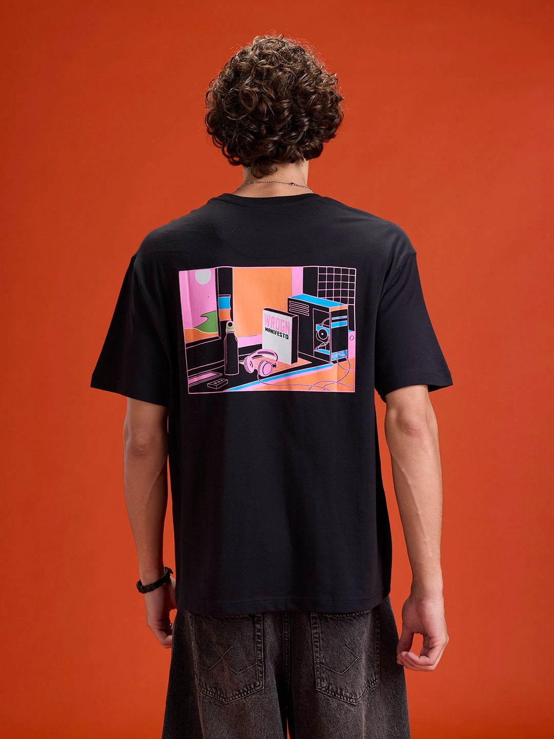 Men’s Oversized Bold Graphic Tee | Black – Wrogn
