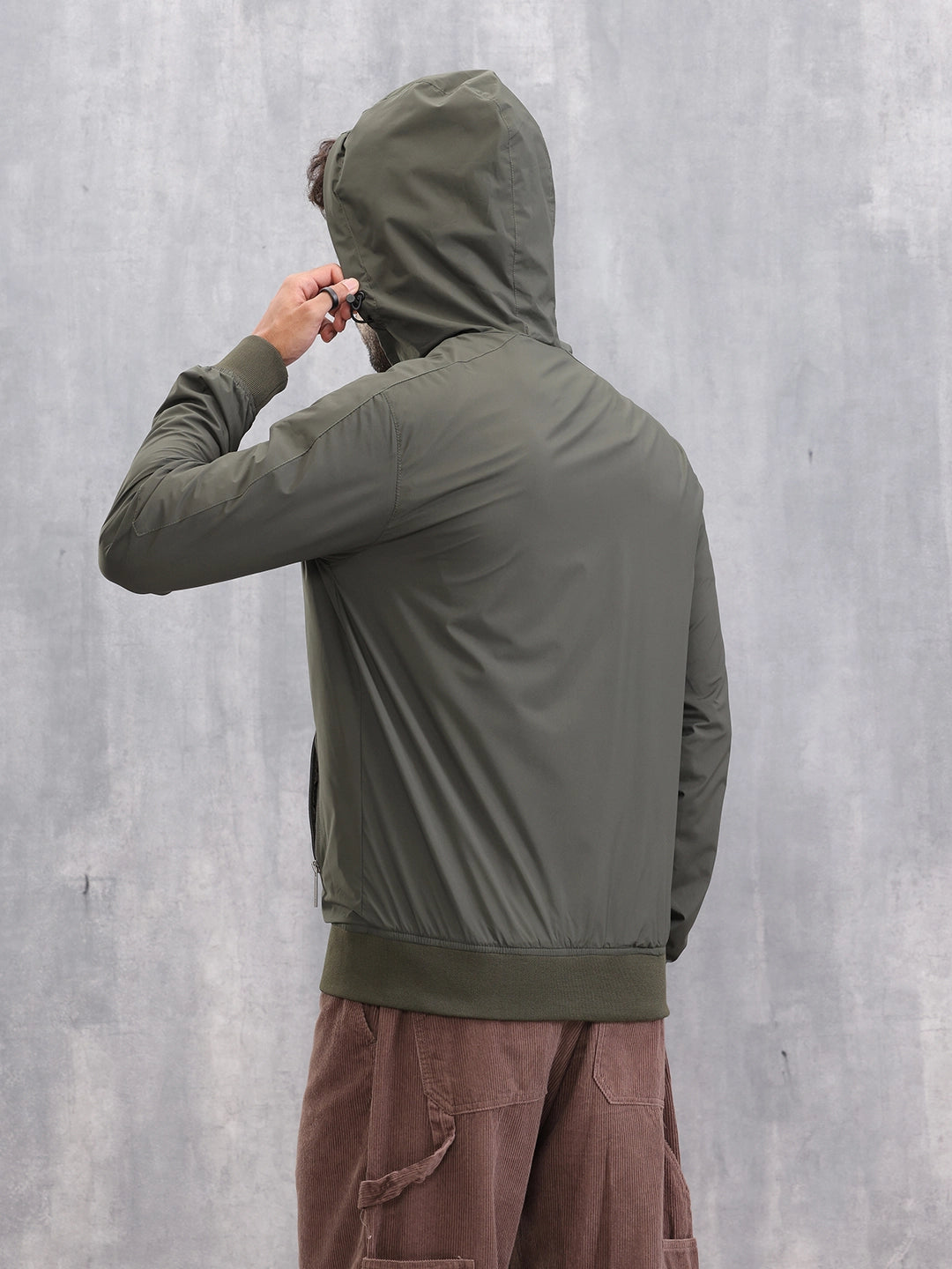 Casual Hooded Bomber Jacket | Olive – Wrogn