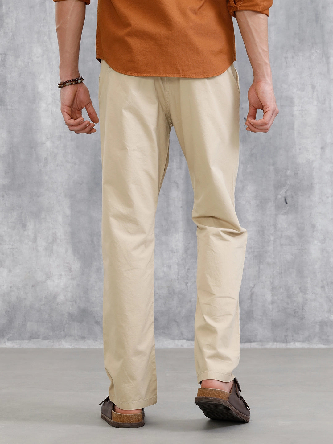 Relaxed Fit 100% Cotton Clean Look Trouser | Cream – Wrogn