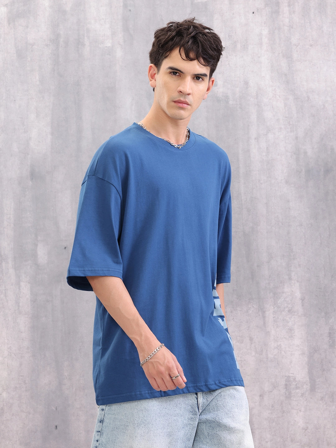 Oversized Graphic Tees Blue 100% Cotton Oversized Graphic Tee I Blue ...