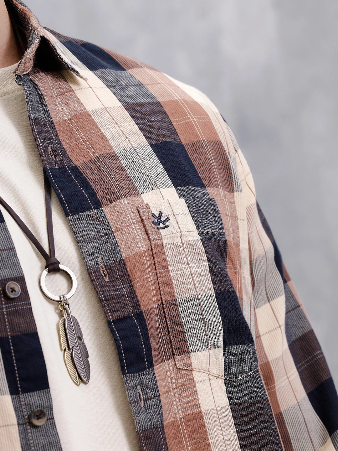 Micro Cord Checked Shirt | Brown – Wrogn