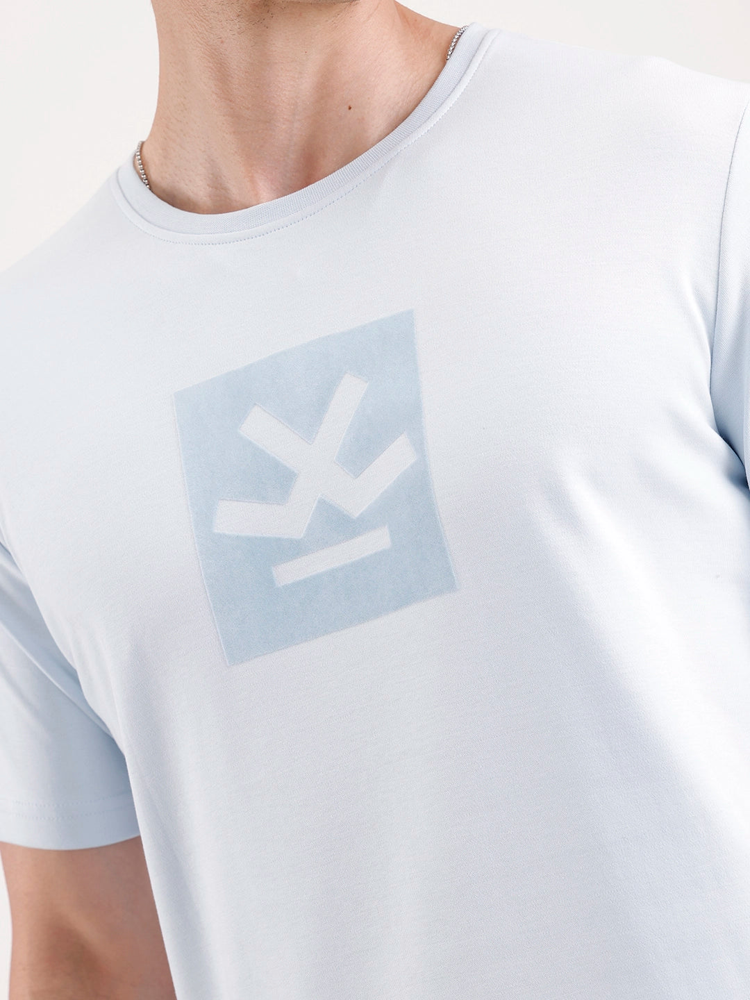 Solid Flock Printed T-Shirt | Light Blue – Wrogn