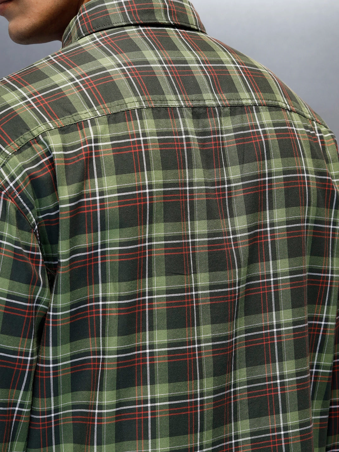 Men's Casual Oversized Fit Checkered Pattern Shirt | Green – Wrogn