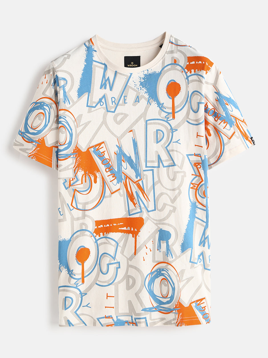 AOP Graffiti Slim Fit T-Shirt | Off White – Wrogn